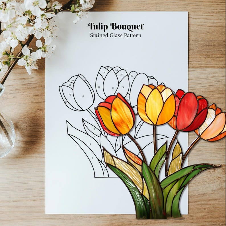 Tulip Plant Stained Glass Pattern, Tulip Stained Glass Pattern ...