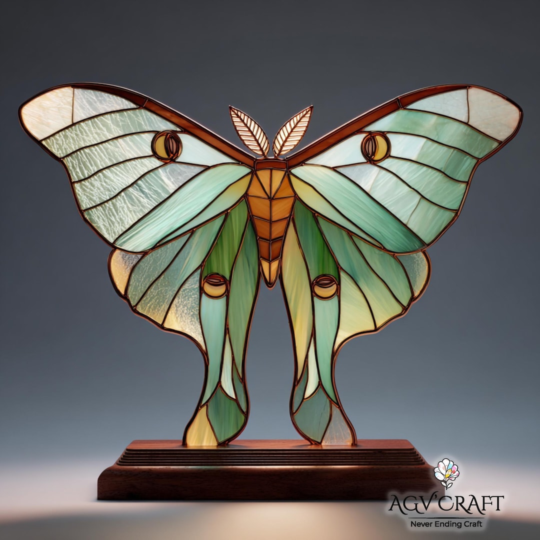 Luna Moth Stained Glass Pattern, Luna Moth Green Suncatcher, Butterfly ...