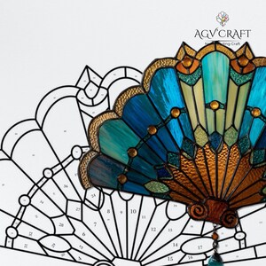Cleopatra's Fan Stained Glass Pattern, Fan Suncatcher, Vintage Fan ...