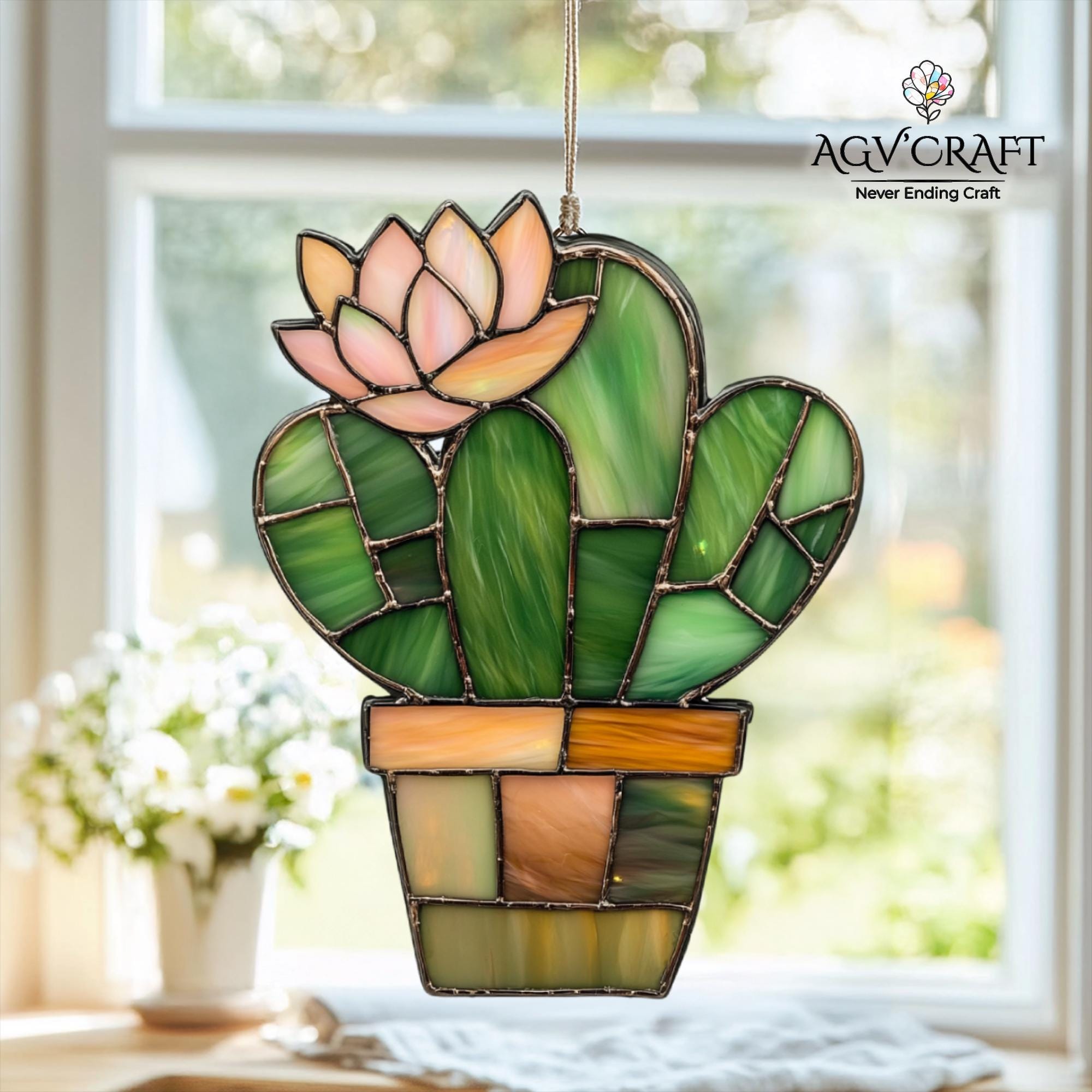 Cactus Stained Glass Pattern, Succulent Stained Glass Pattern, Cactus ...
