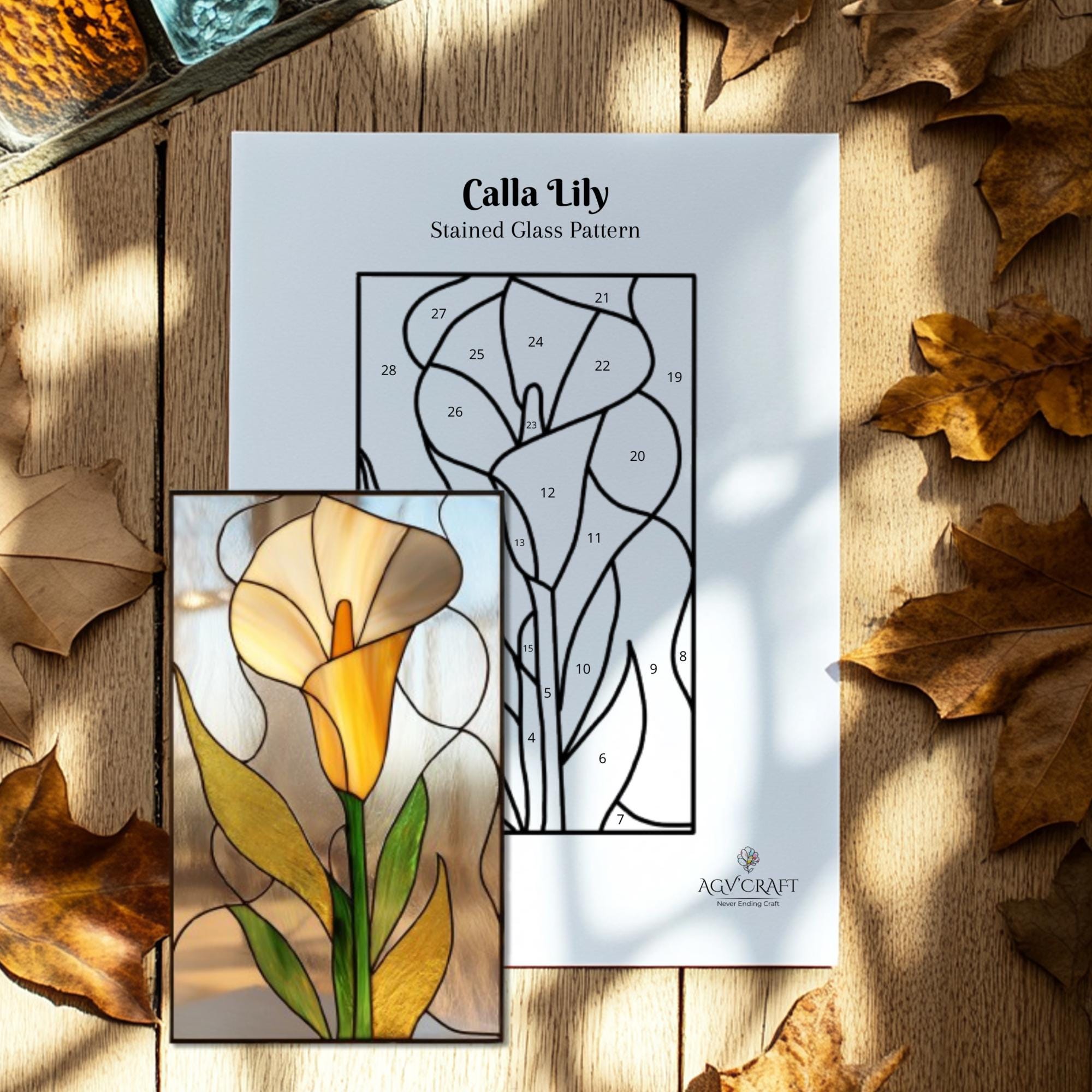 Calla Lily Stained Glass Pattern, Calla Lily Suncatcher, Calla Lily ...