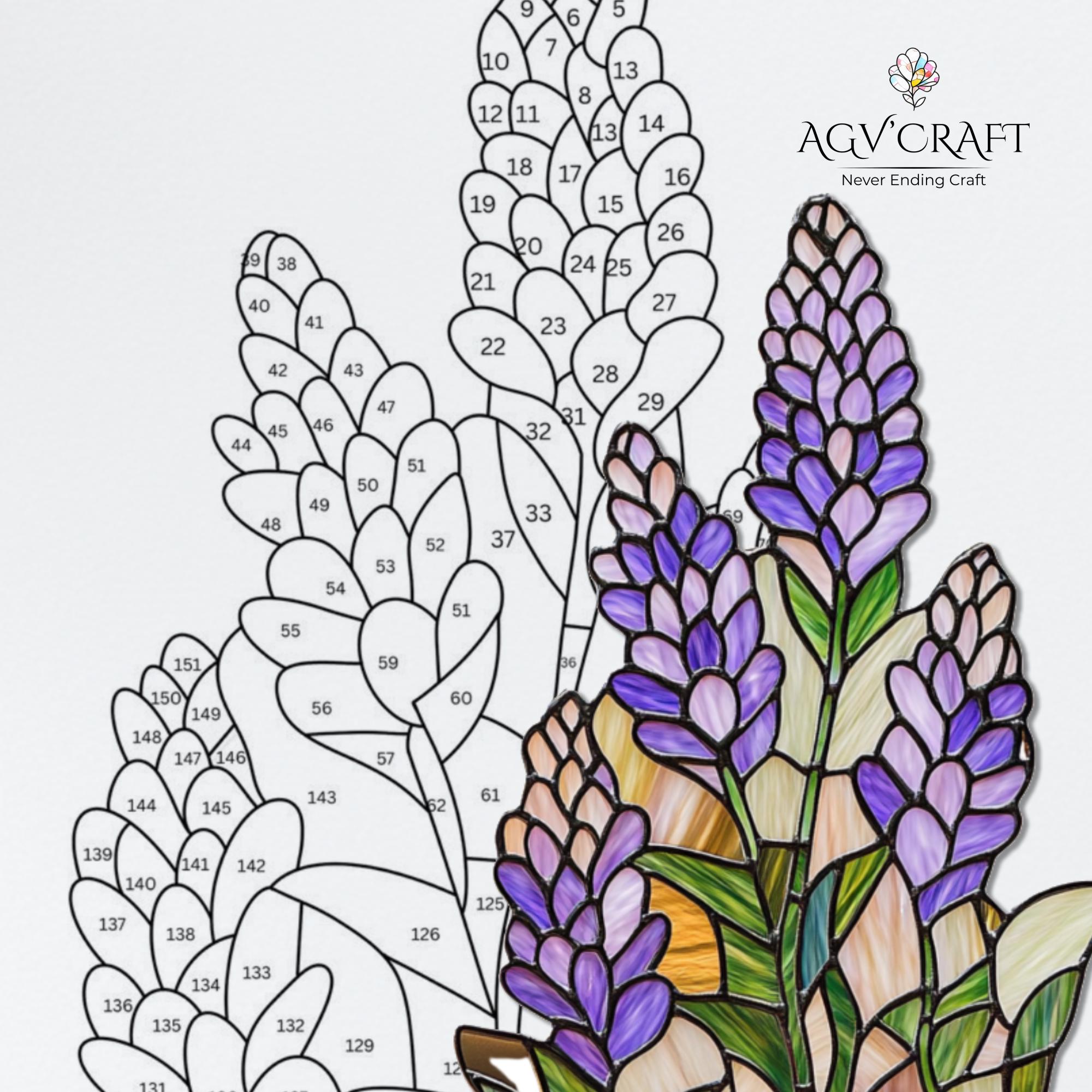 Lupine Flower Suncatcher Stained Glass Pattern (PDF), Flower Suncatcher ...