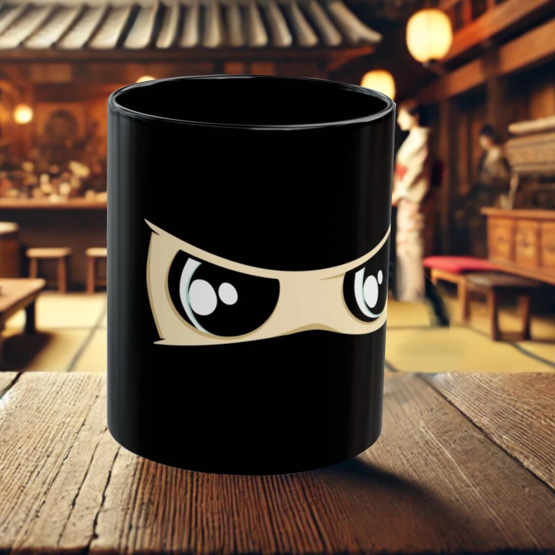 Ninja Mug, Cool Ninja Eyes Black Coffee Cup, Samurai Sword Kitchen ...