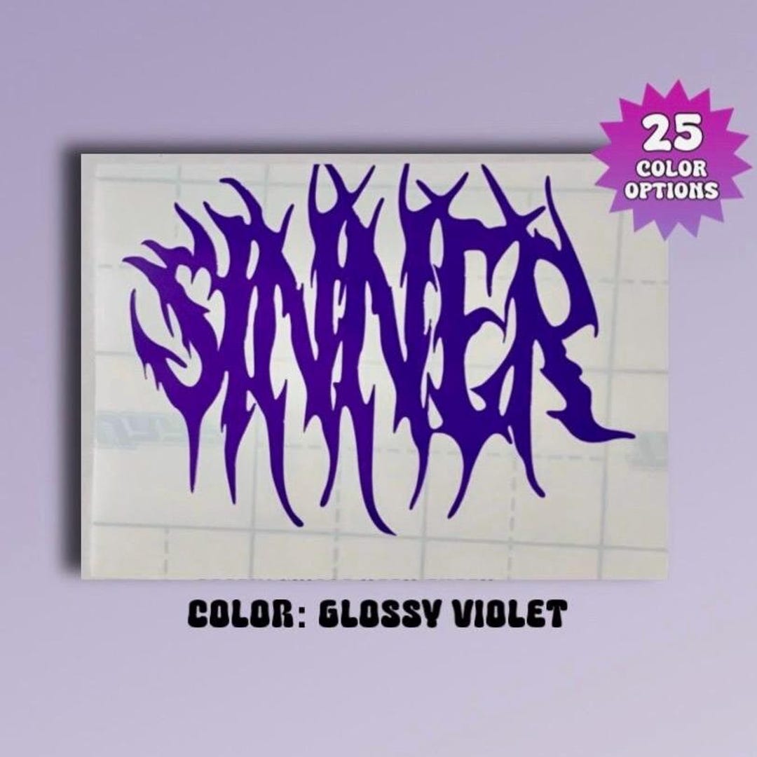 Sinner Vinyl Decal, Metal Font Car Bumper or Window Sticker, Goth ...