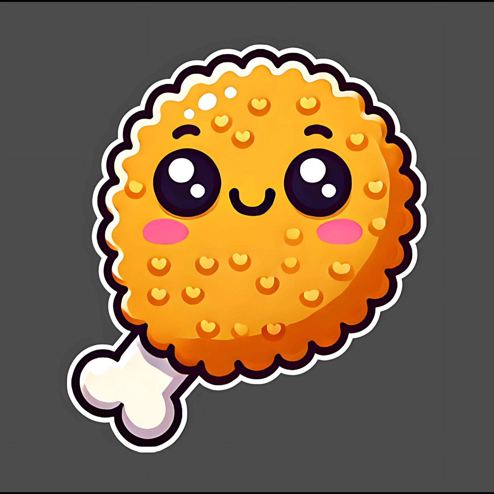 Kawaii Fried Chicken Sticker Cute Food Vinyl Decal Chibi Drumstick ...