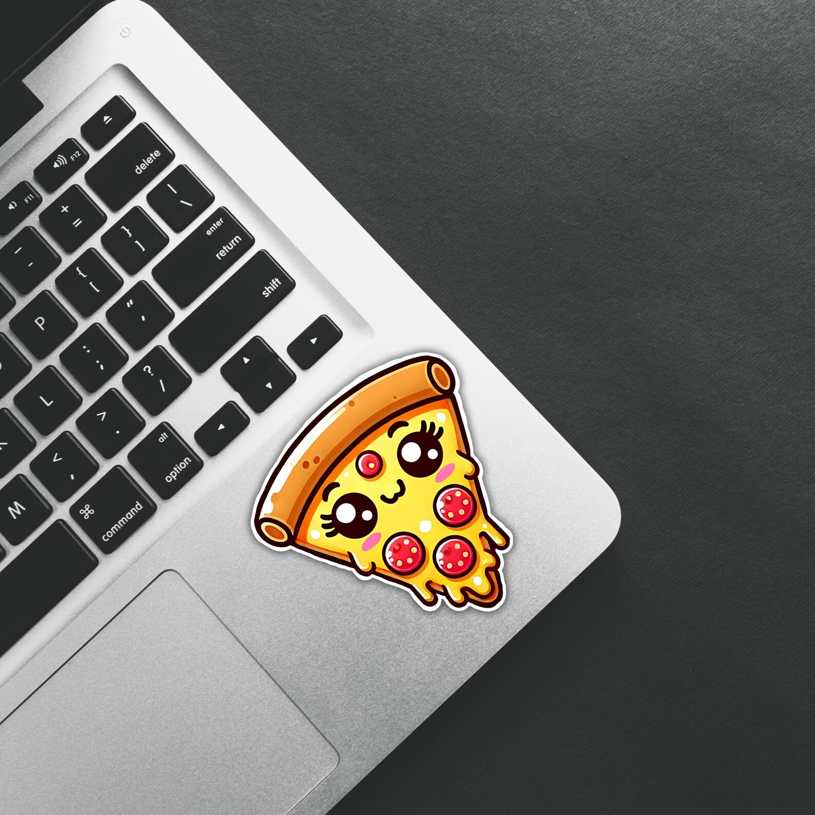 Kawaii Pizza Sticker – Cute Food Vinyl Decal Chibi Pepperoni Pizza ...