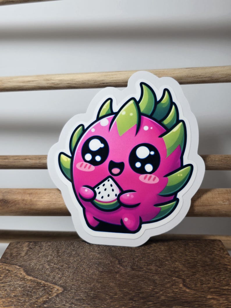 Kawaii Dragon Fruit Vinyl Sticker Decal, Adorable Water Resistant ...