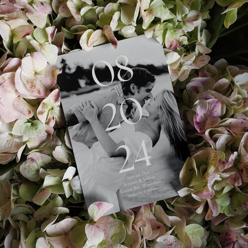 Modern Minimalist Save the Date Template: Editable Wedding Announcement ...