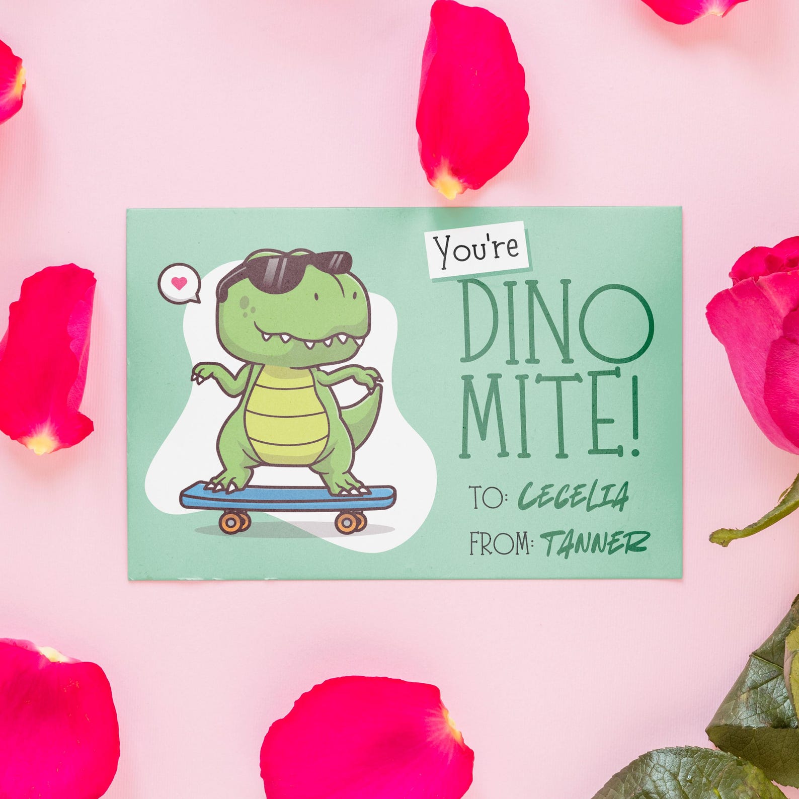 Dino-mite Valentines Day Card Template Editable Canva Design, Fun ...