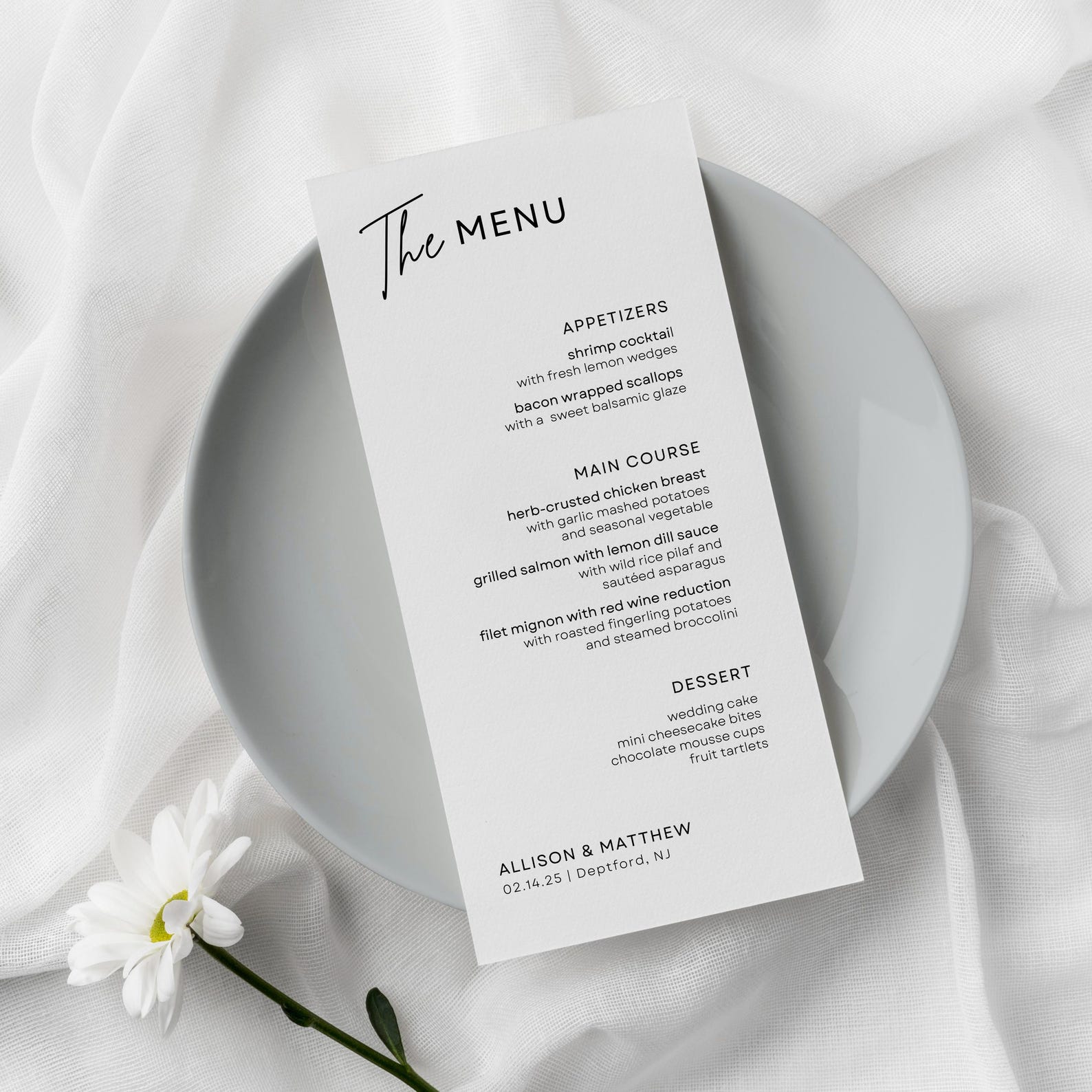 Elegant Wedding Menu Template: Modern Reception Dinner (editable Canva ...