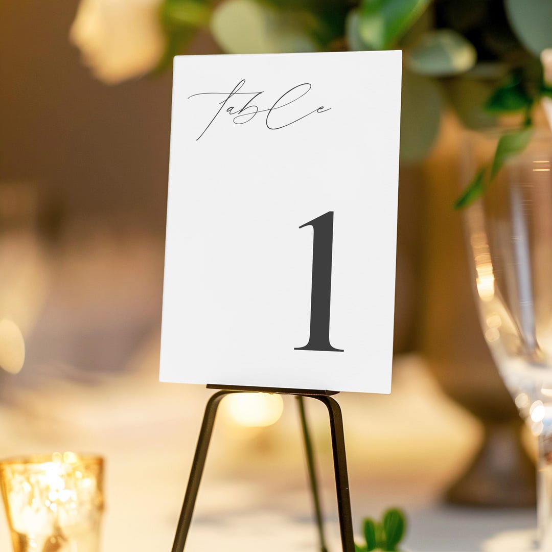 Minimalist Wedding Table Number Template: Editable Canva Design ...