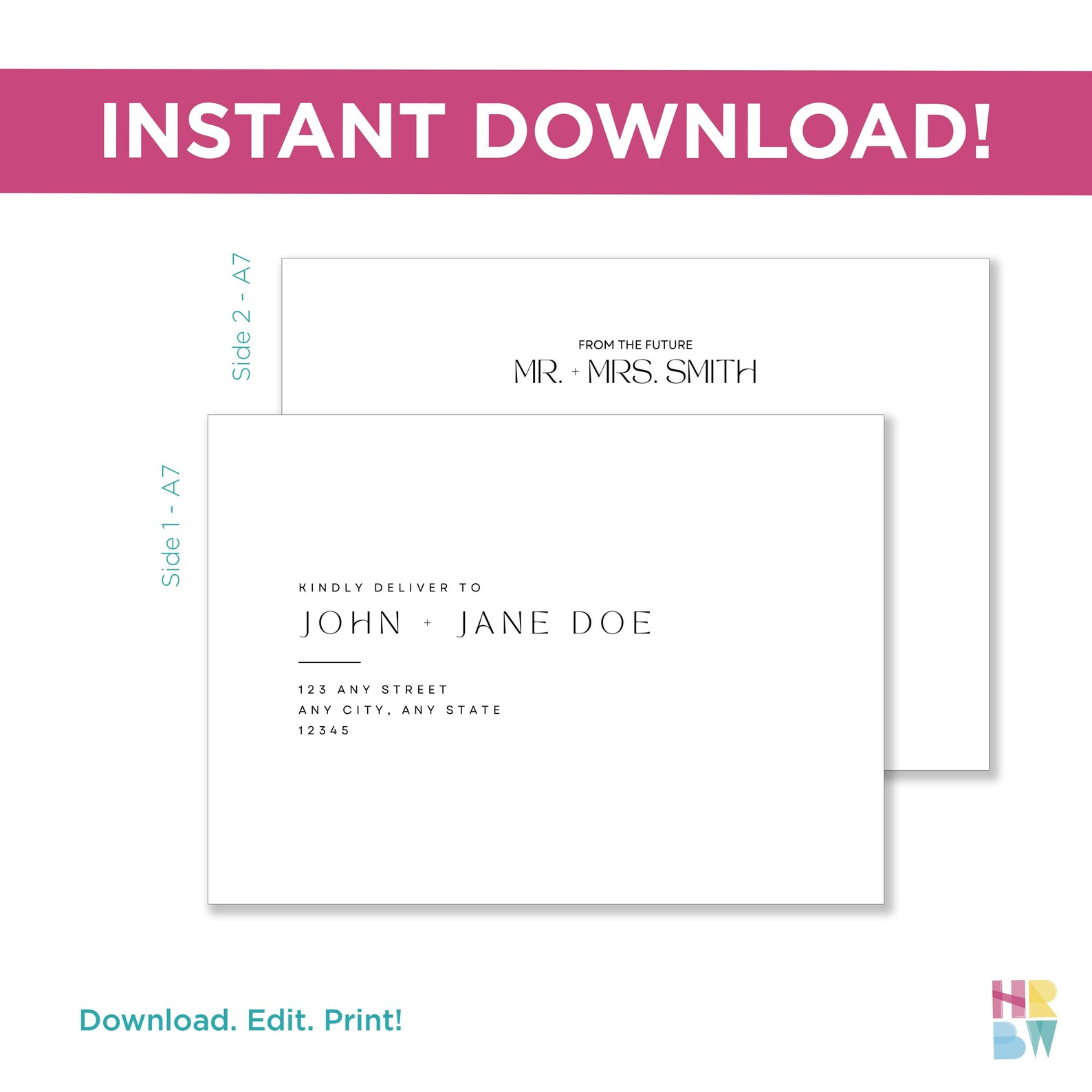Editable Envelope Address Template: Canva Printable (digital Download ...