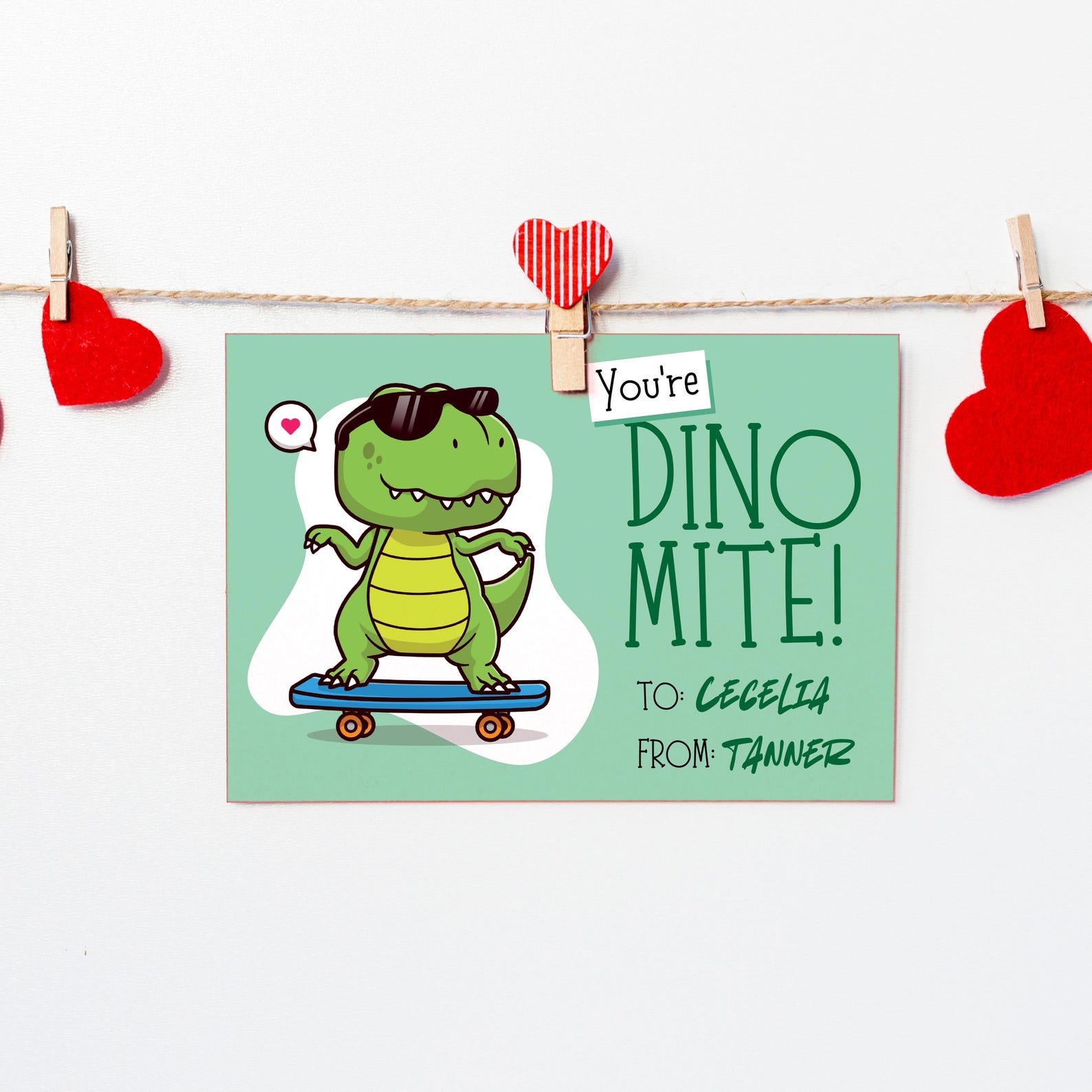 Dino-mite Valentines Day Card Template Editable Canva Design, Fun ...