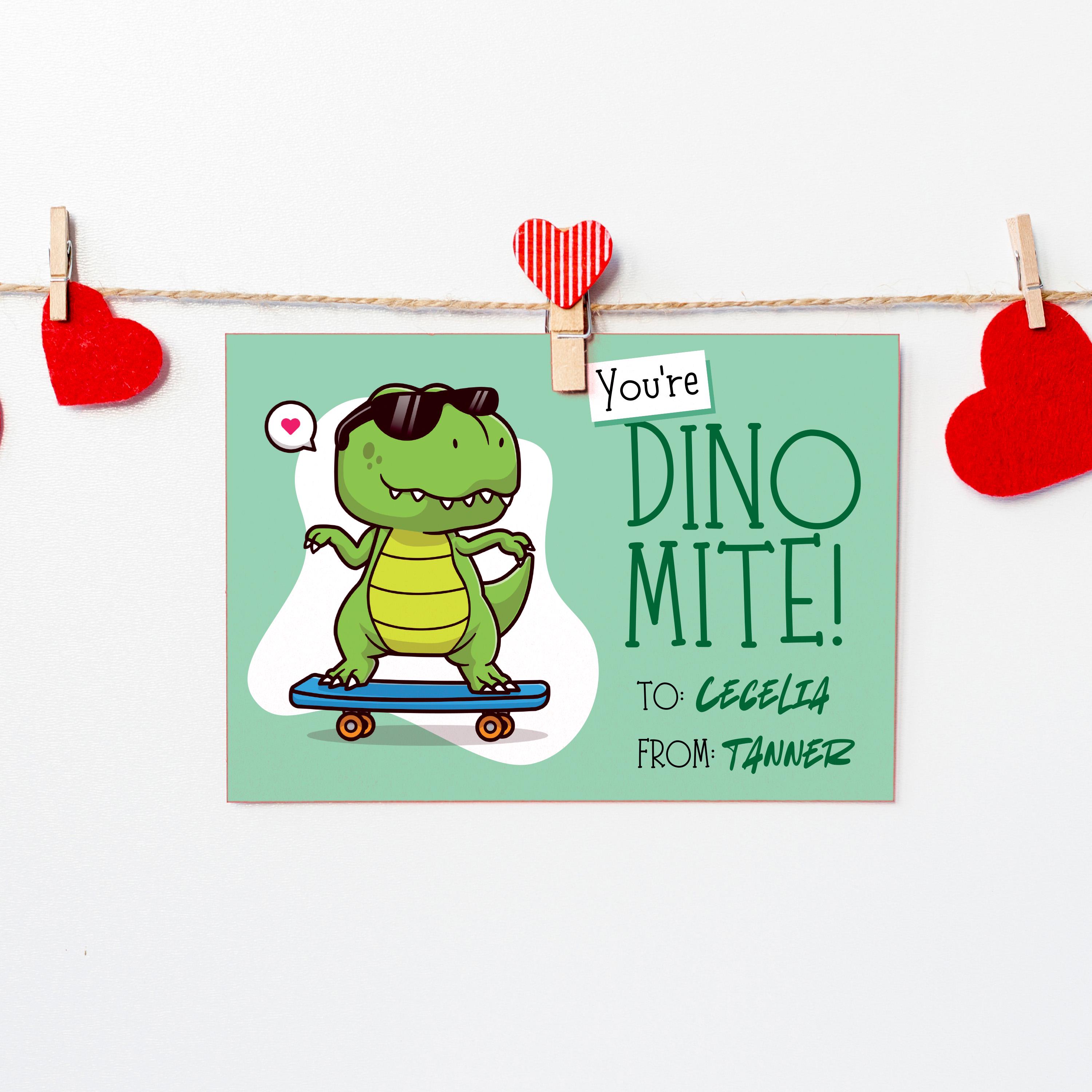 Dino-mite Valentines Day Card Template Editable Canva Design, Fun ...