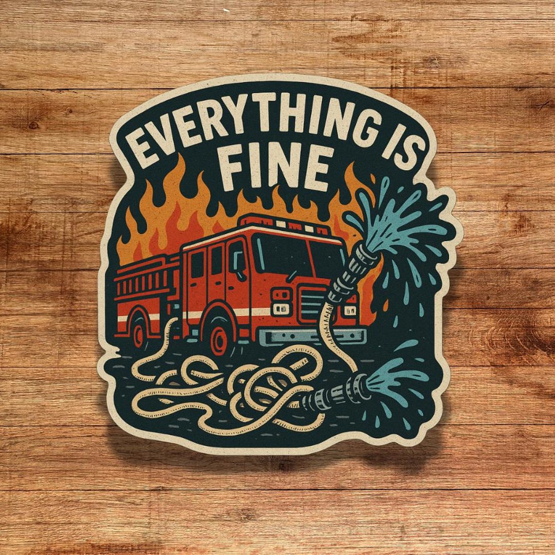 Everything is Fine Firefighter Sticker Funny Fire Truck Chaos Vinyl Die ...