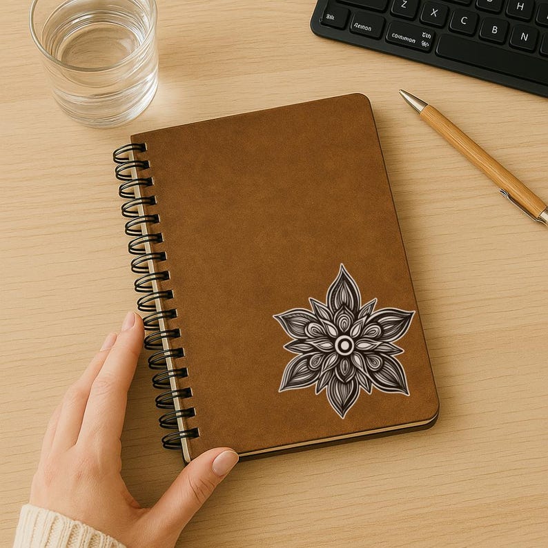 Boho Mandala Flower Sticker: Black and White Tattoo Style Vinyl Decal ...