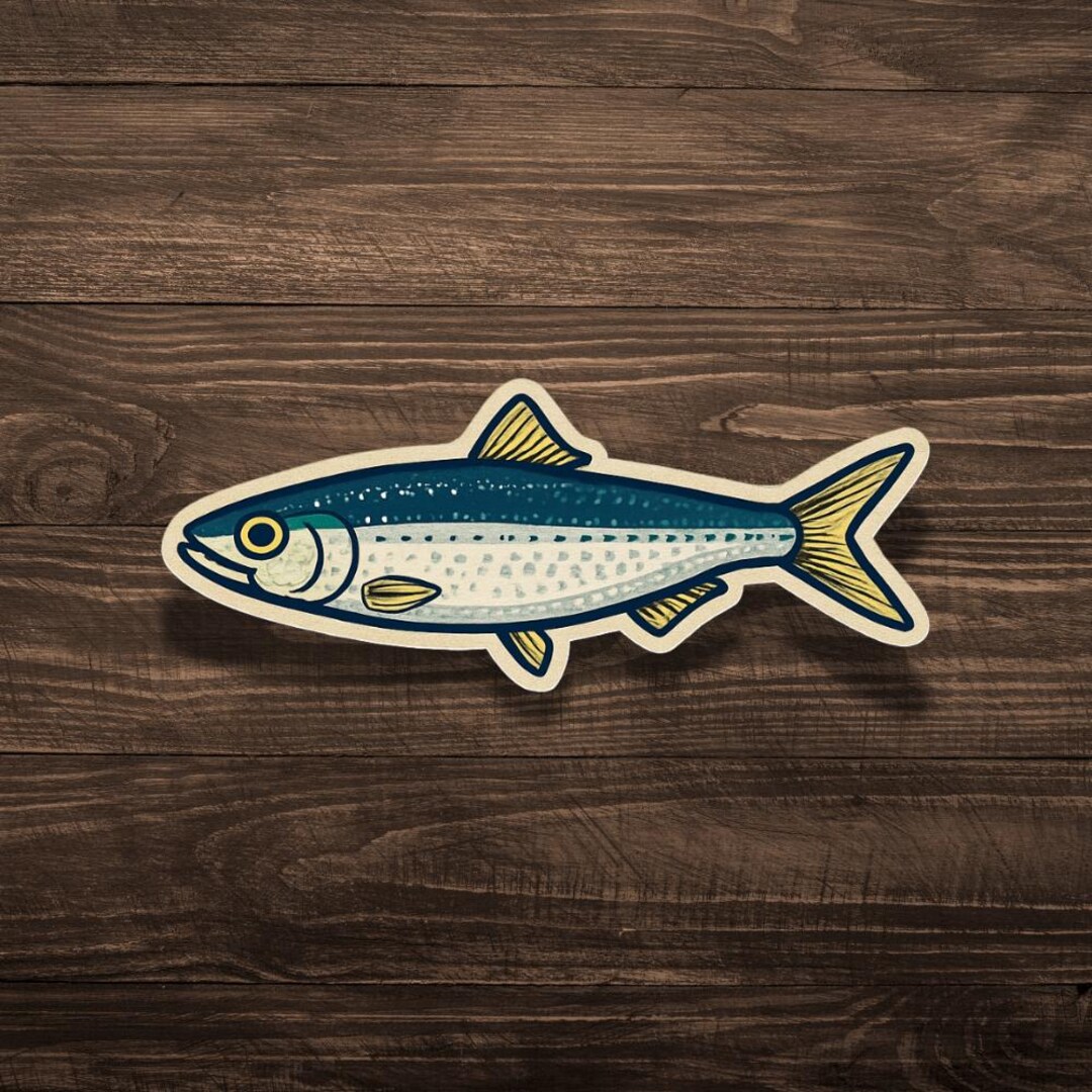 Sardine Fish Sticker: Minimalist Ocean Art Vinyl Decal - Etsy