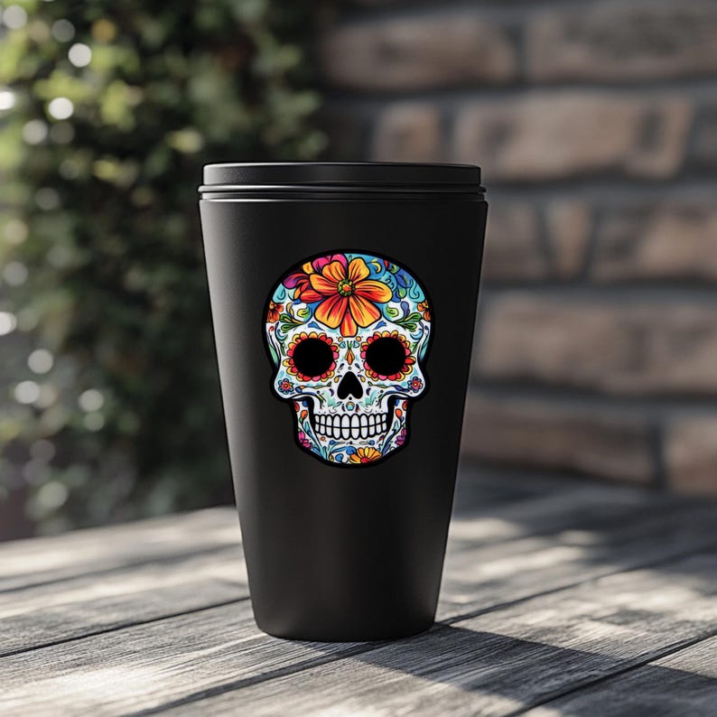 Sugar Skull Sticker Pack: Floral Día De Los Muertos Vinyl Decals - Etsy