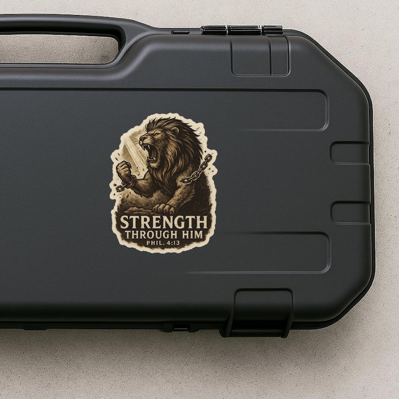 Strength Through Him Sticker Philippians 4 13 Christian Lion Vinyl ...