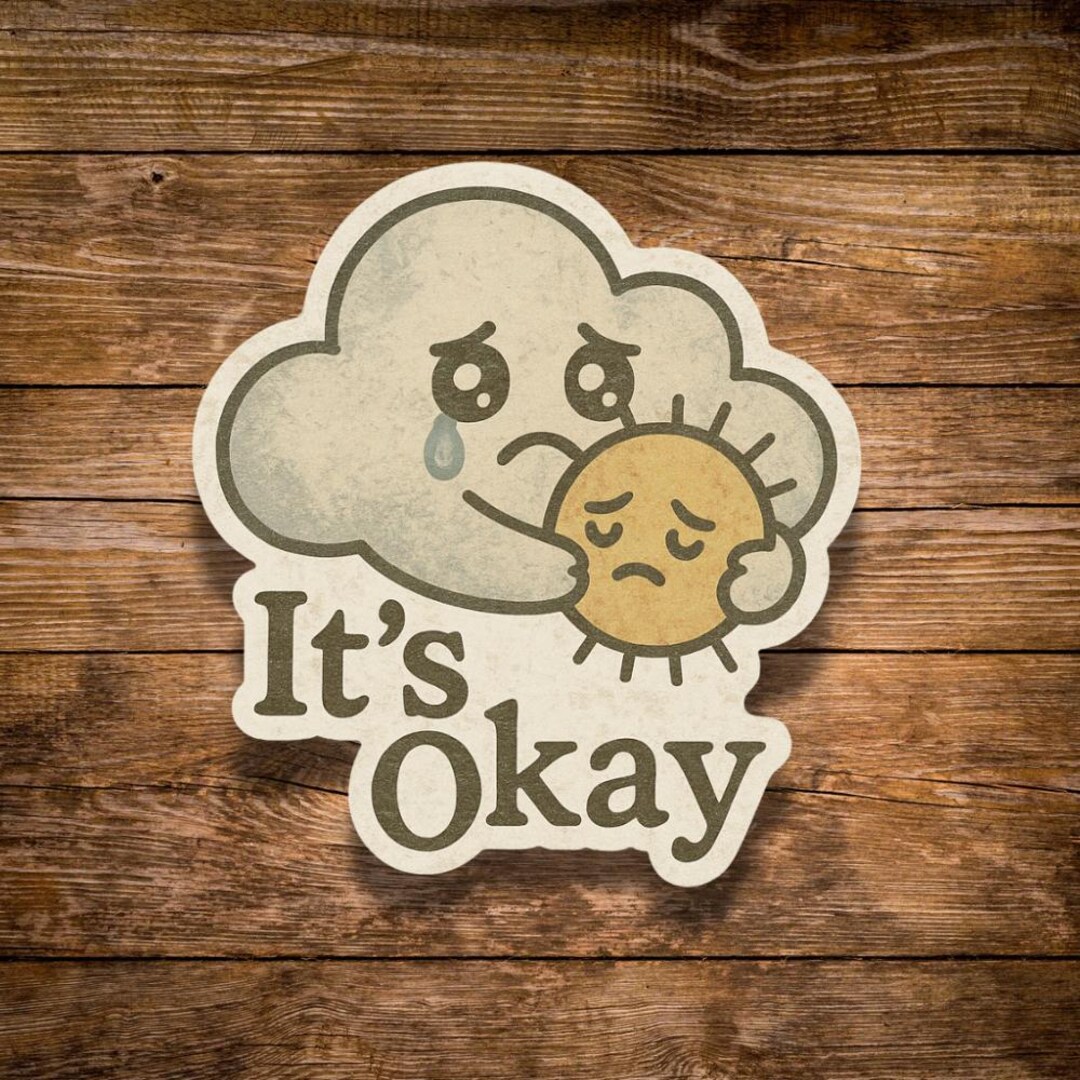 Sad Cloud Hugging Sun Sticker: Mental Health Support Vinyl Die Cut - Etsy