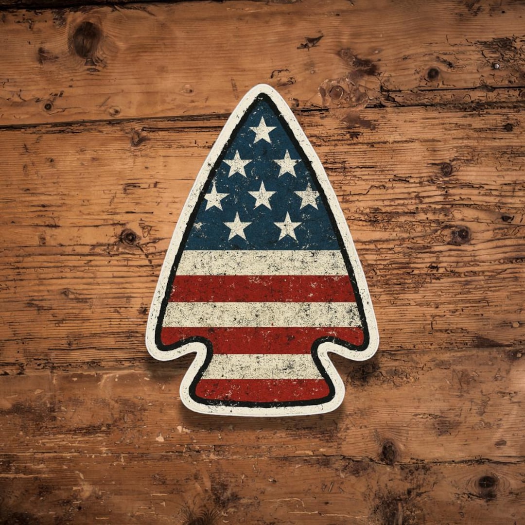 Grunge American Flag Arrowhead Sticker: Patriotic Vinyl Decal - Etsy