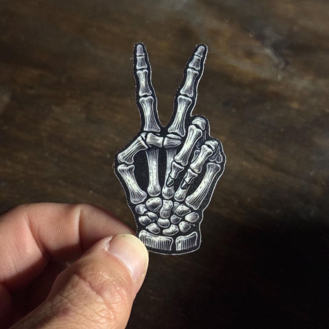 Skeleton Hand Peace Sign Sticker: Waterproof Vinyl Decal - Etsy