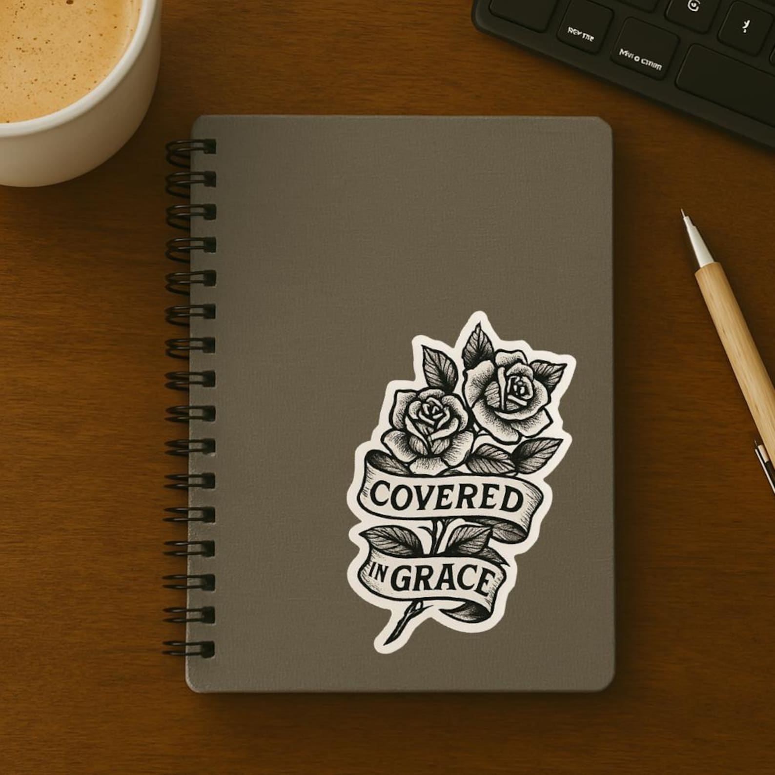 Covered in Grace Sticker: Christian Tattoo Style Vinyl Decal - Etsy