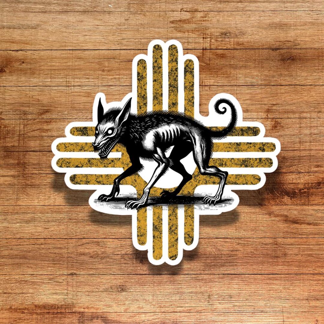 Chupacabra Zia Sticker: Grunge Cryptid Vinyl Decal - New Mexico ...