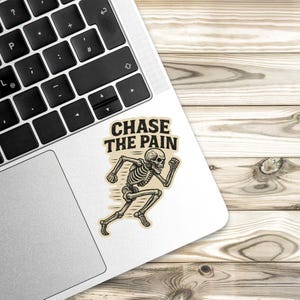 Chase the Pain Skeleton Sticker: Fitness Motivation Vinyl Decal - Etsy
