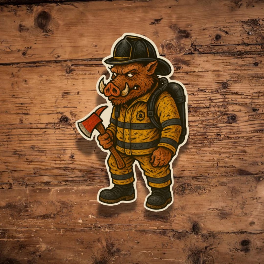 Grunge Warthog Firefighter Sticker: Wild Boar Vinyl Decal - Etsy