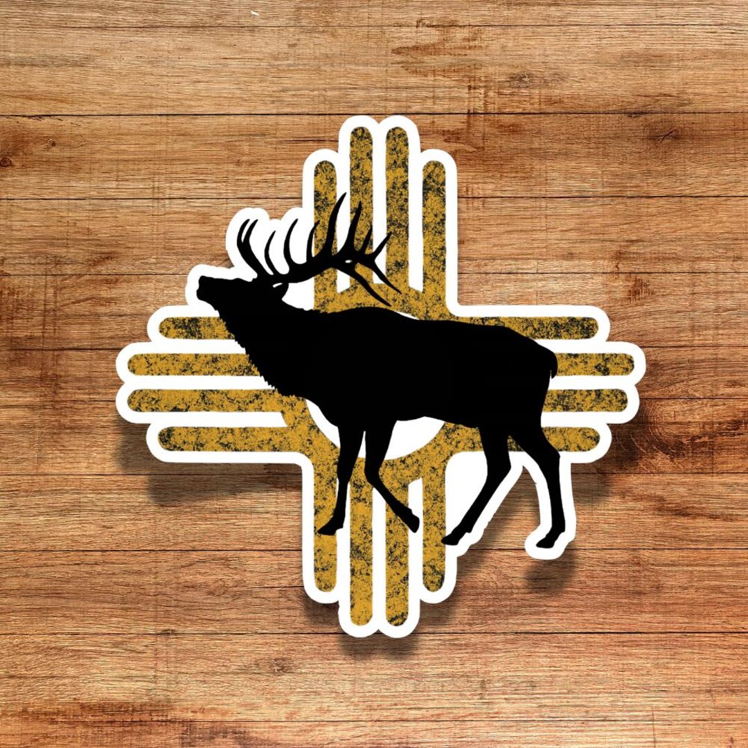 Bugling Elk Zia Sticker: New Mexico Grunge Vinyl Decal - Etsy