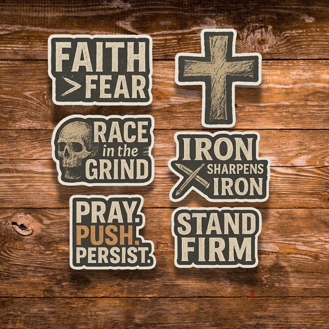 Christian Men Sticker Pack: Pray Push Persist - Waterproof Vinyl Decals ...