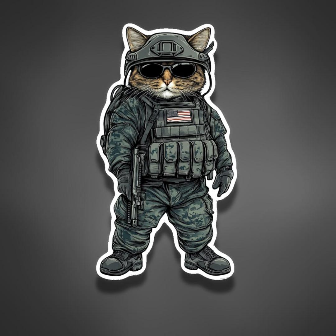 Tactical SWAT Cat Sticker: Funny Military Vinyl Decal - Etsy