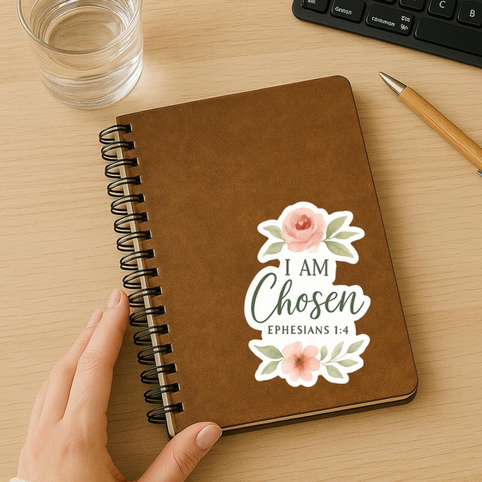 I Am Chosen Sticker Ephesians 1 4 Christian Floral Bible Verse Decal ...