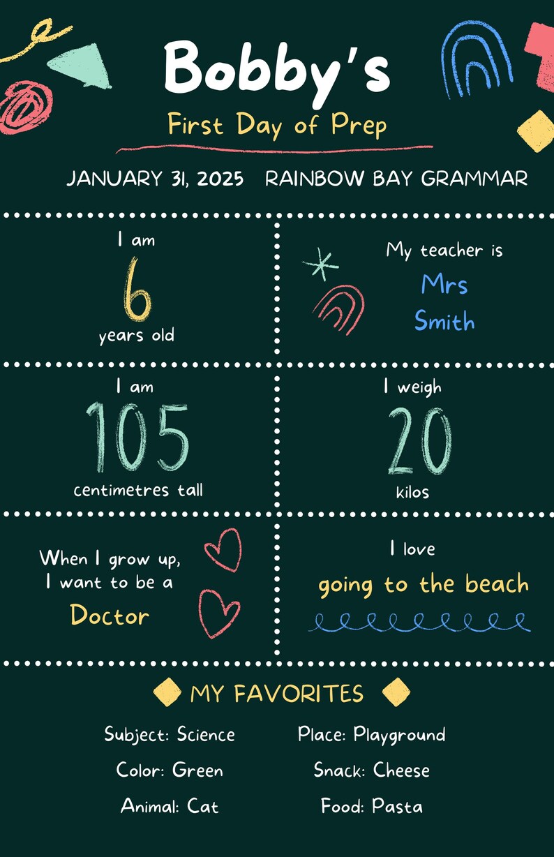 First Day of School Poster - Etsy