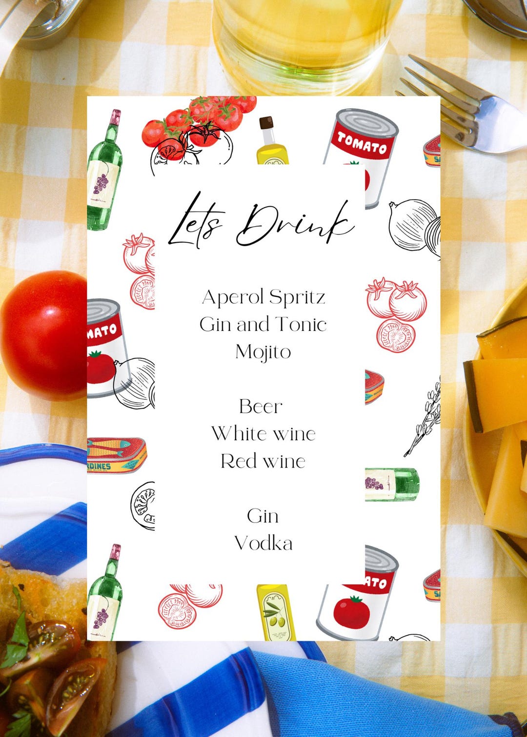 Mercato Drinks Menu - Etsy