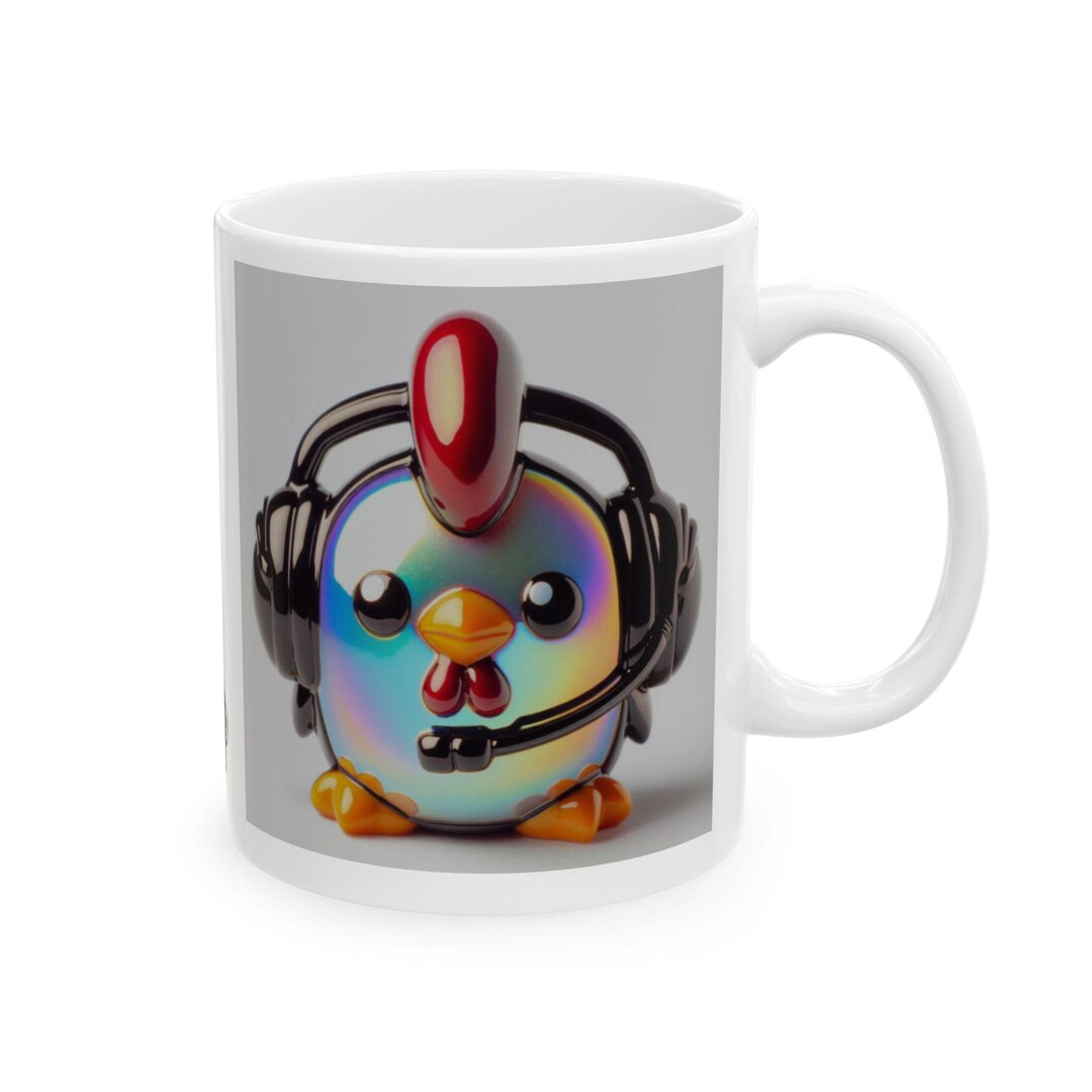 Chicken Gamer in Vr Headset, Iridescent Chrome Kawaii Mug, Video Game ...