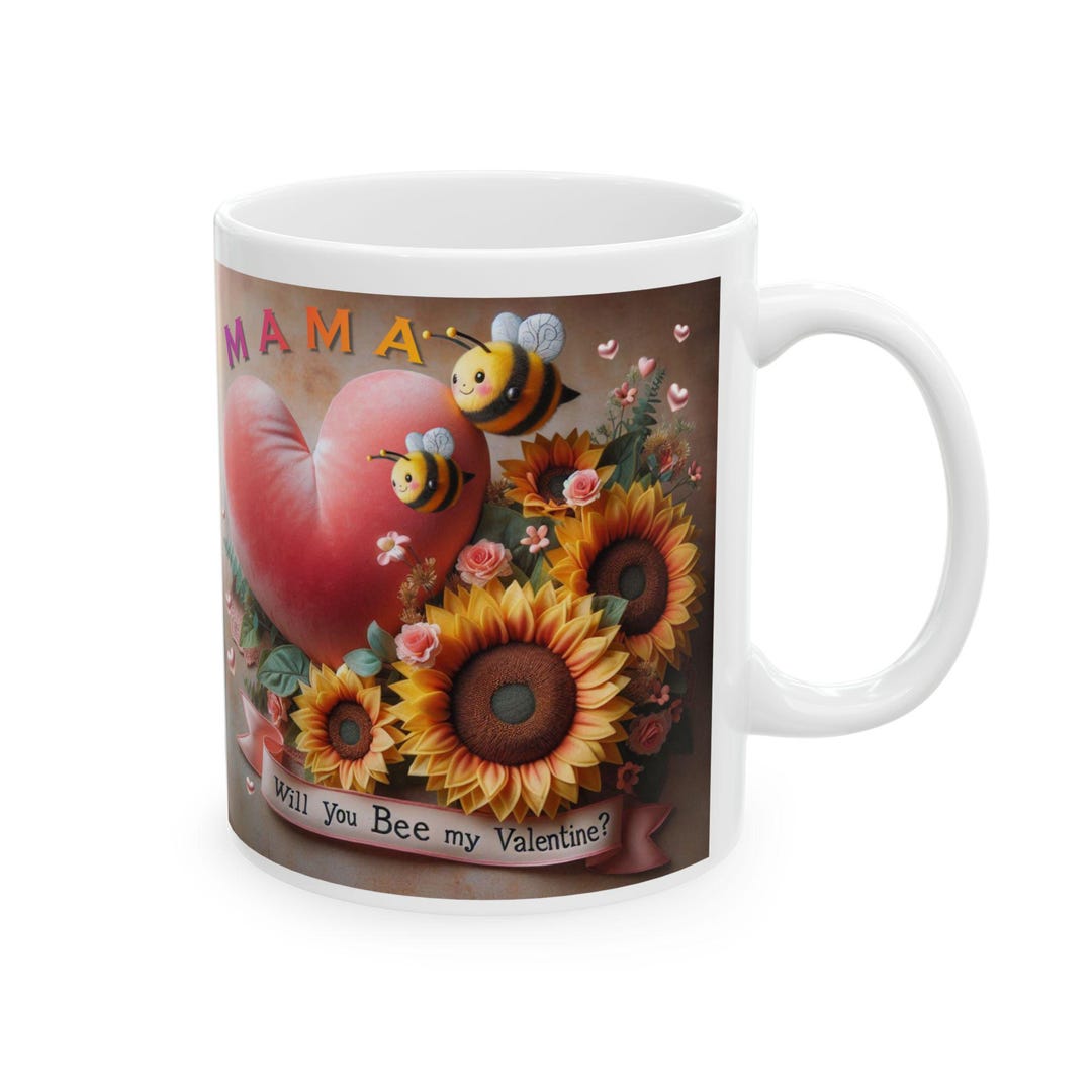 Mama Bee My Valentine Mug, Cute Valentine Gift for Mom, Bumble Bees ...
