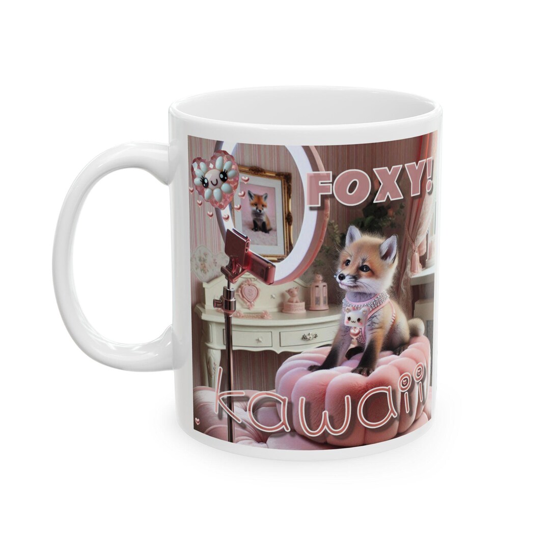 Kawaii Baby Foxy! Super Cute Foxy Influencer With Light Ring Mug ...