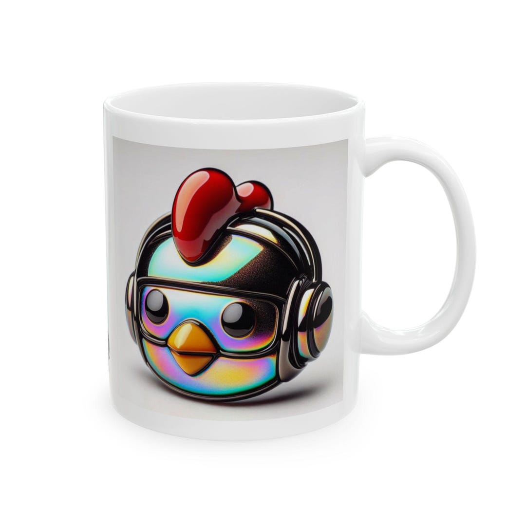 Chicken Space Gamer in Vr Headset, Iridescent Chrome Kawaii Mug, Video ...