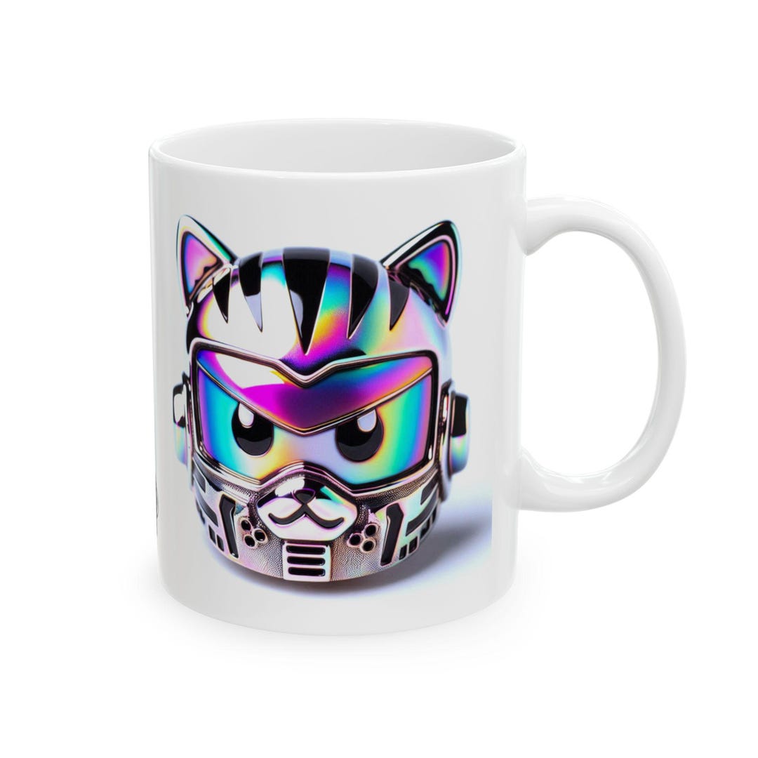 Space Tiger Gamer in Vr Headset, Iridescent Chrome Kawaii Mug, Video ...