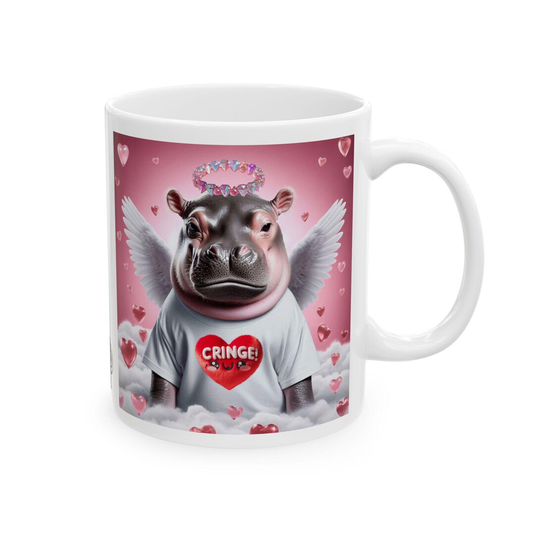 Salty Angel Hippo Rainbow Cringe Kawaii Heart Mug, Valentine's Day Mug ...