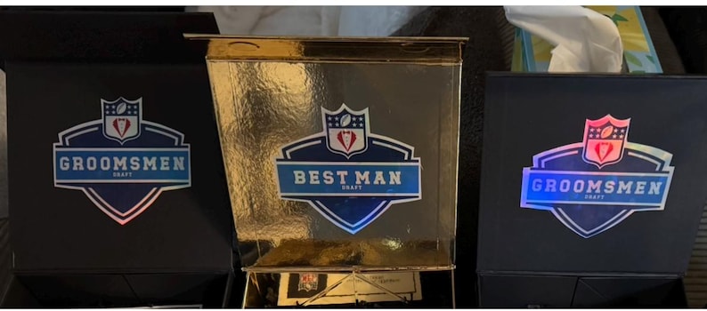 NFL Holographic Wedding Box Proposal Sticker - Custom 7"x7" Printed Tag ...