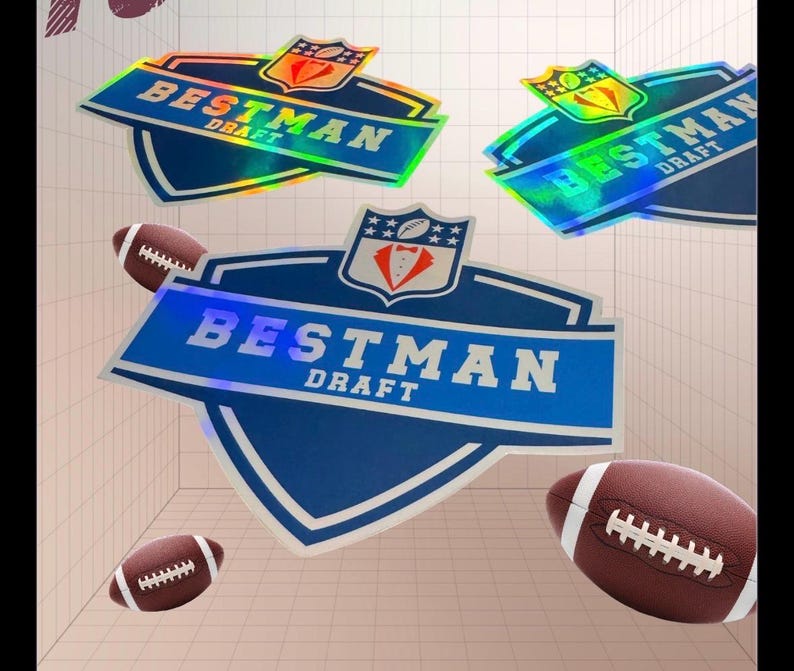 NFL Holographic Wedding Box Proposal Sticker - Custom 7"x7" Printed Tag ...