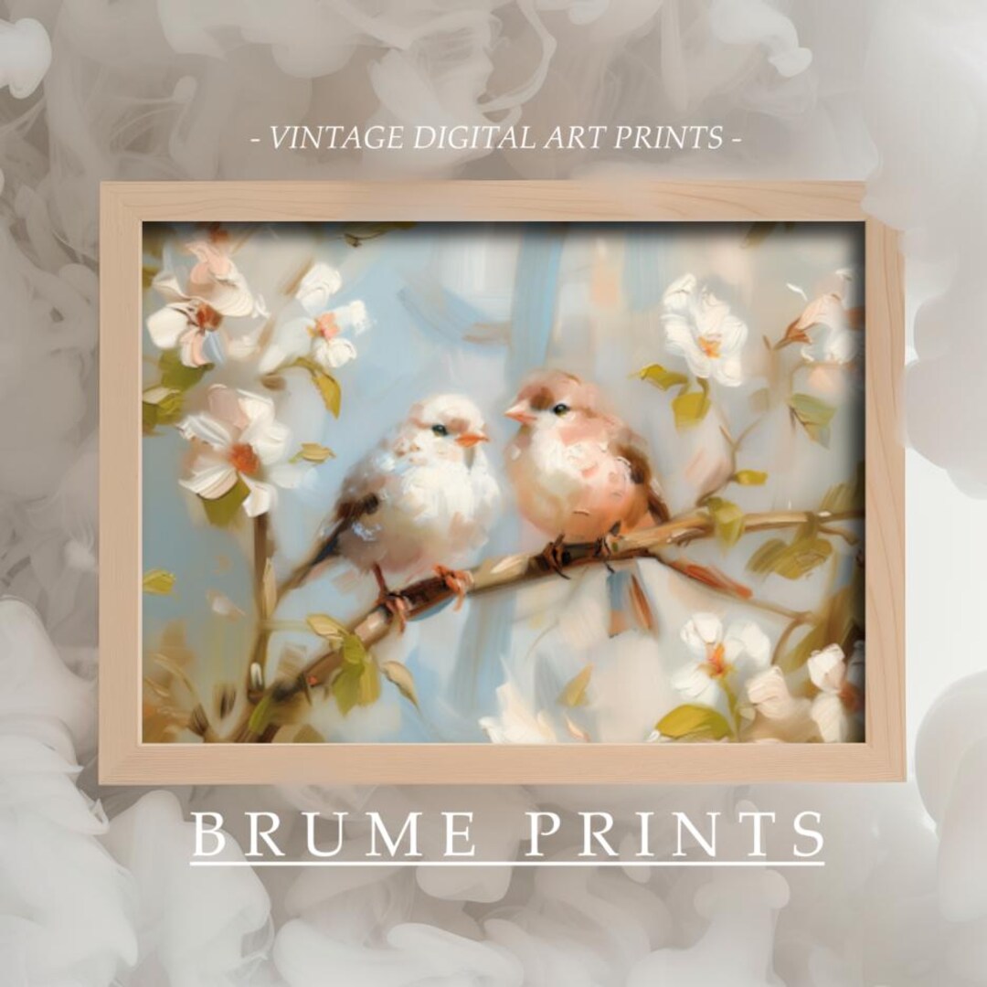 Lovebirds Whisper | Spring Birds | Printable Wall Art | Bird Digital ...