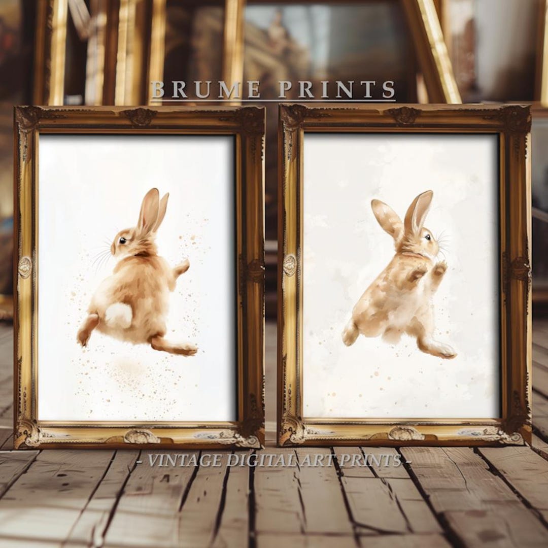 Set of 2 Easter Arts | Bunnys Jump | Easter Bunny Art | Spring Bunny ...
