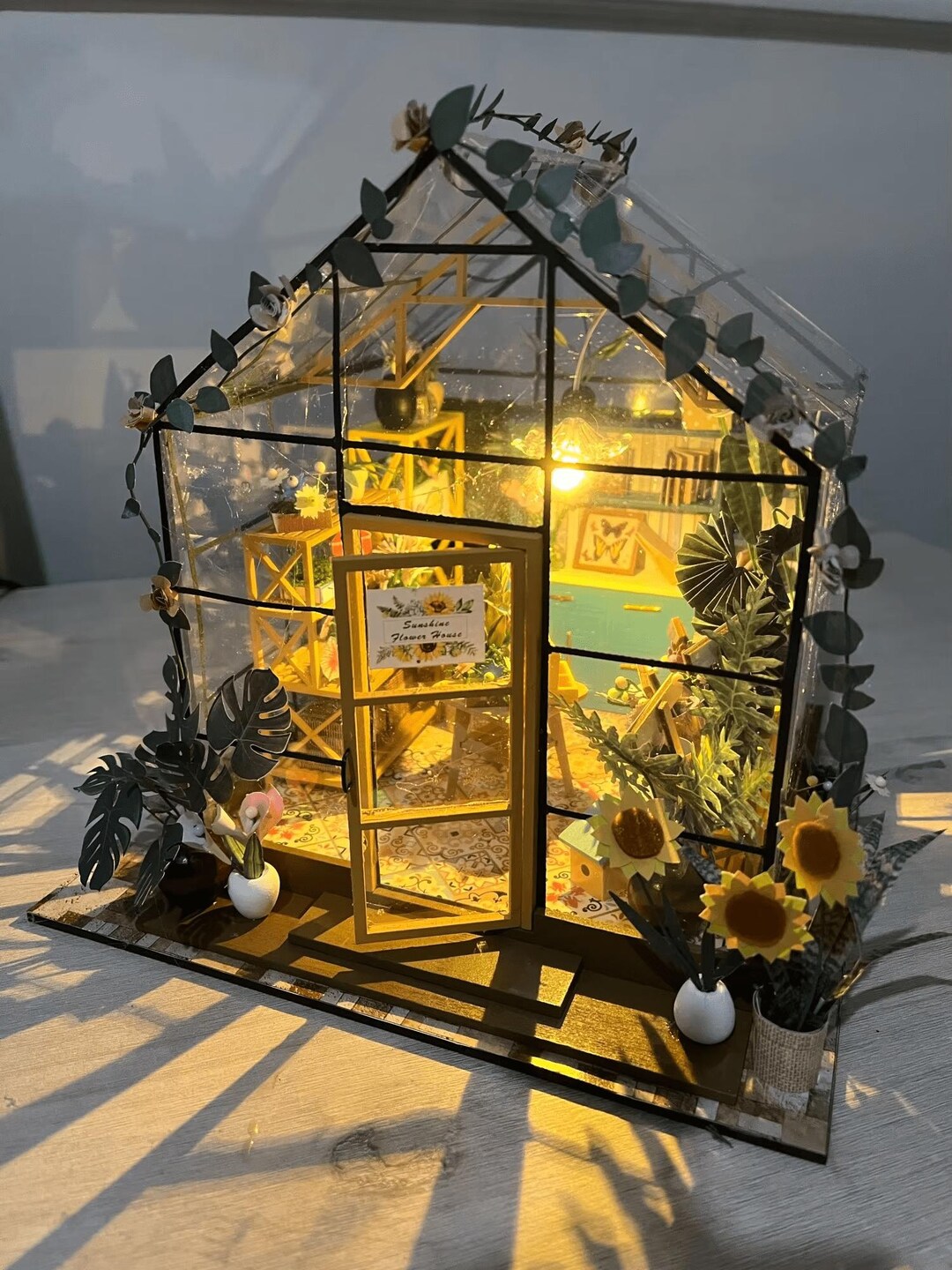 3D Craft DIY Miniature Glass House Comes With All Furniture and ...