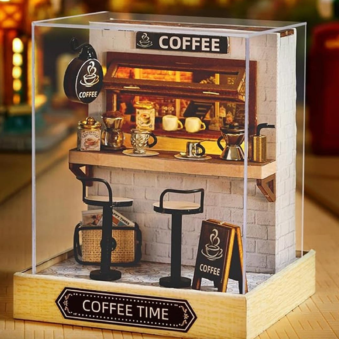 3D Craft DIY Miniature Coffee Time Shop With Furniture All Accessories ...