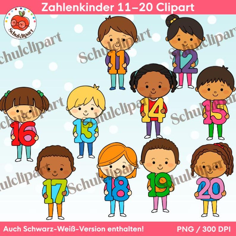 Zahlenkinder Clipart 11-20 | Zahlen Clipart Für Lehrer & Kita | Learn ...