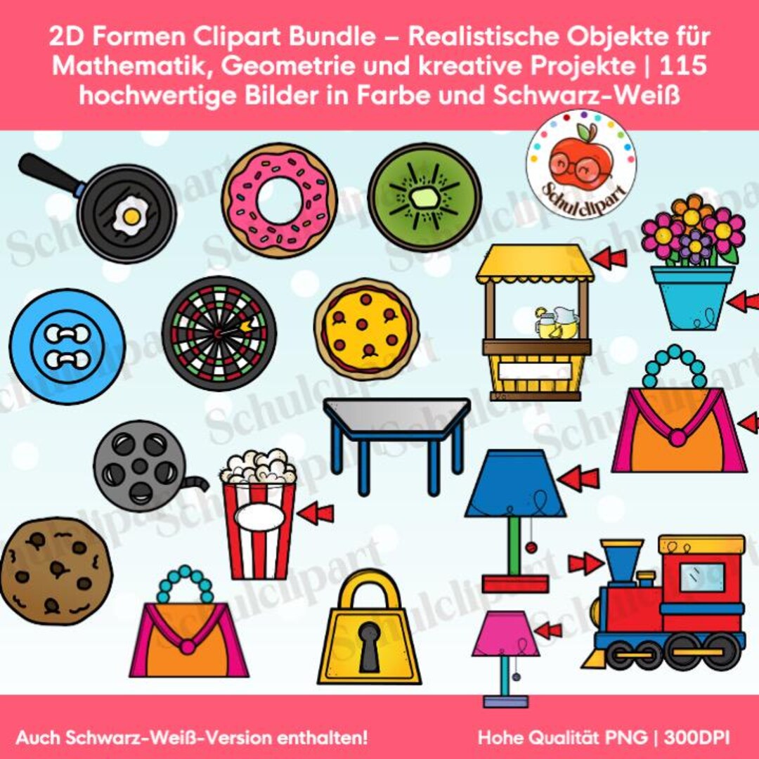2D Shapes Clipart Bundle Realistic Objects for Mathematics, Geometry ...